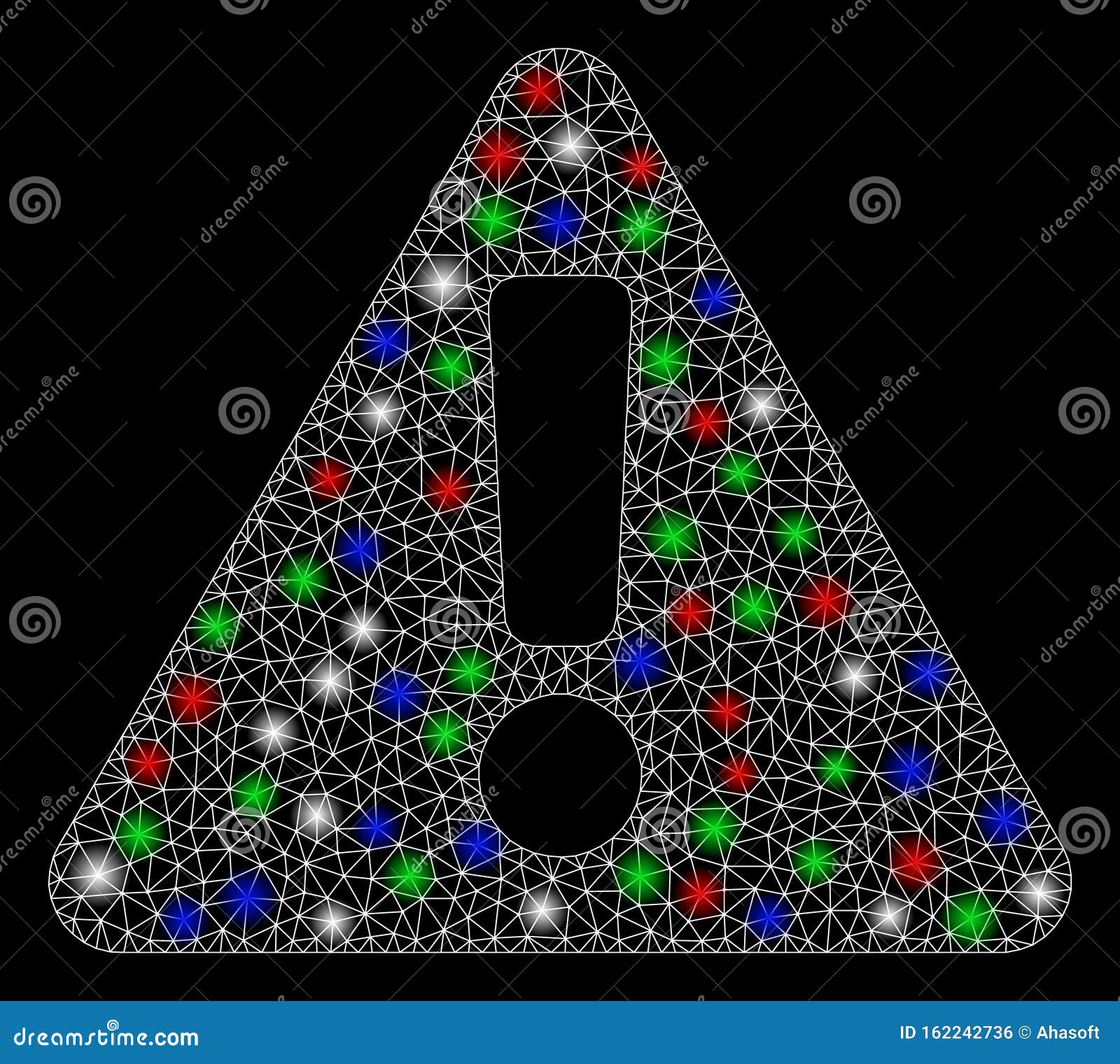 Bright Mesh Wire Frame Warning with Flash Spots Stock Illustration ...