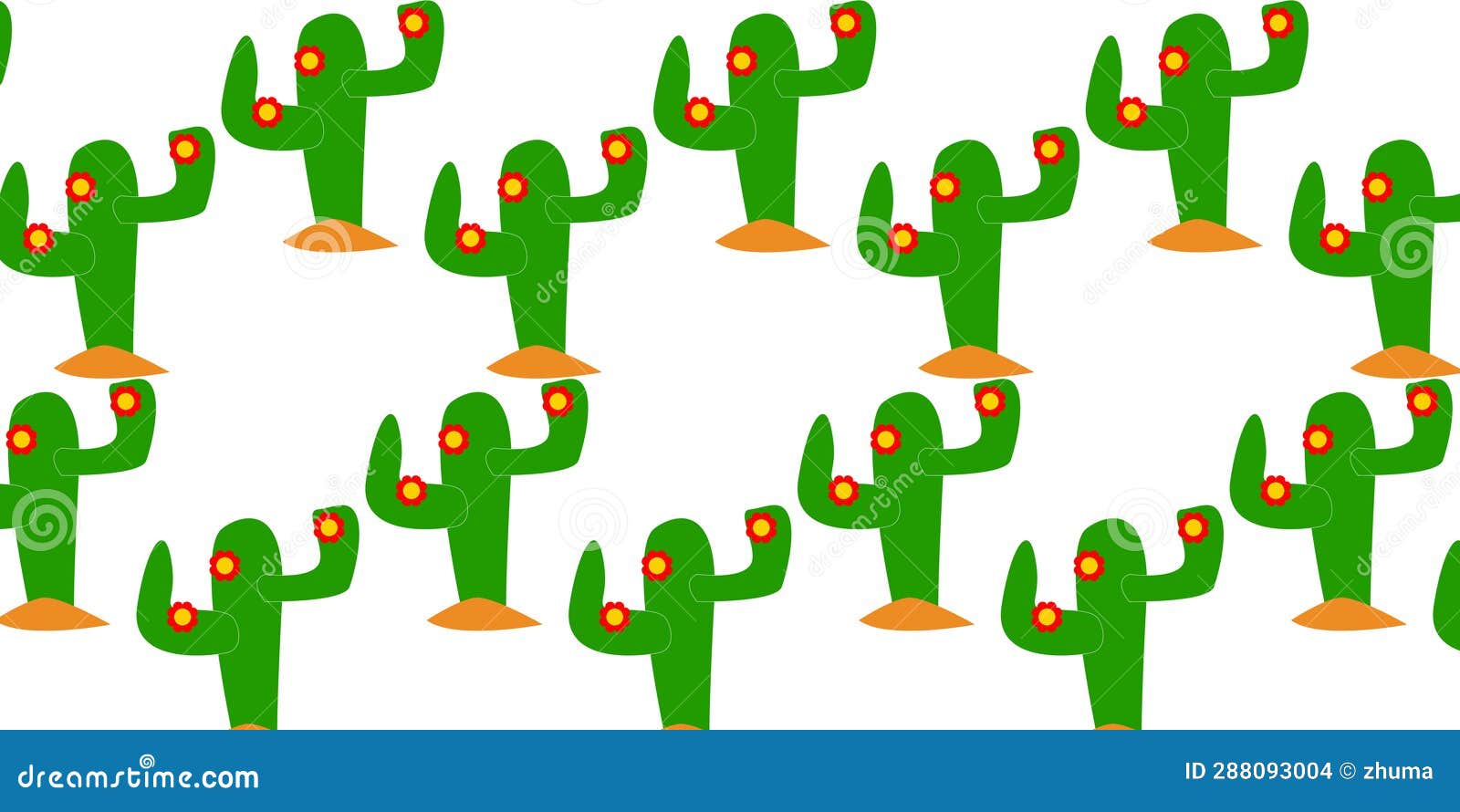Bright Mexican Pattern with Blossom Flat Cactus Stock Illustration ...