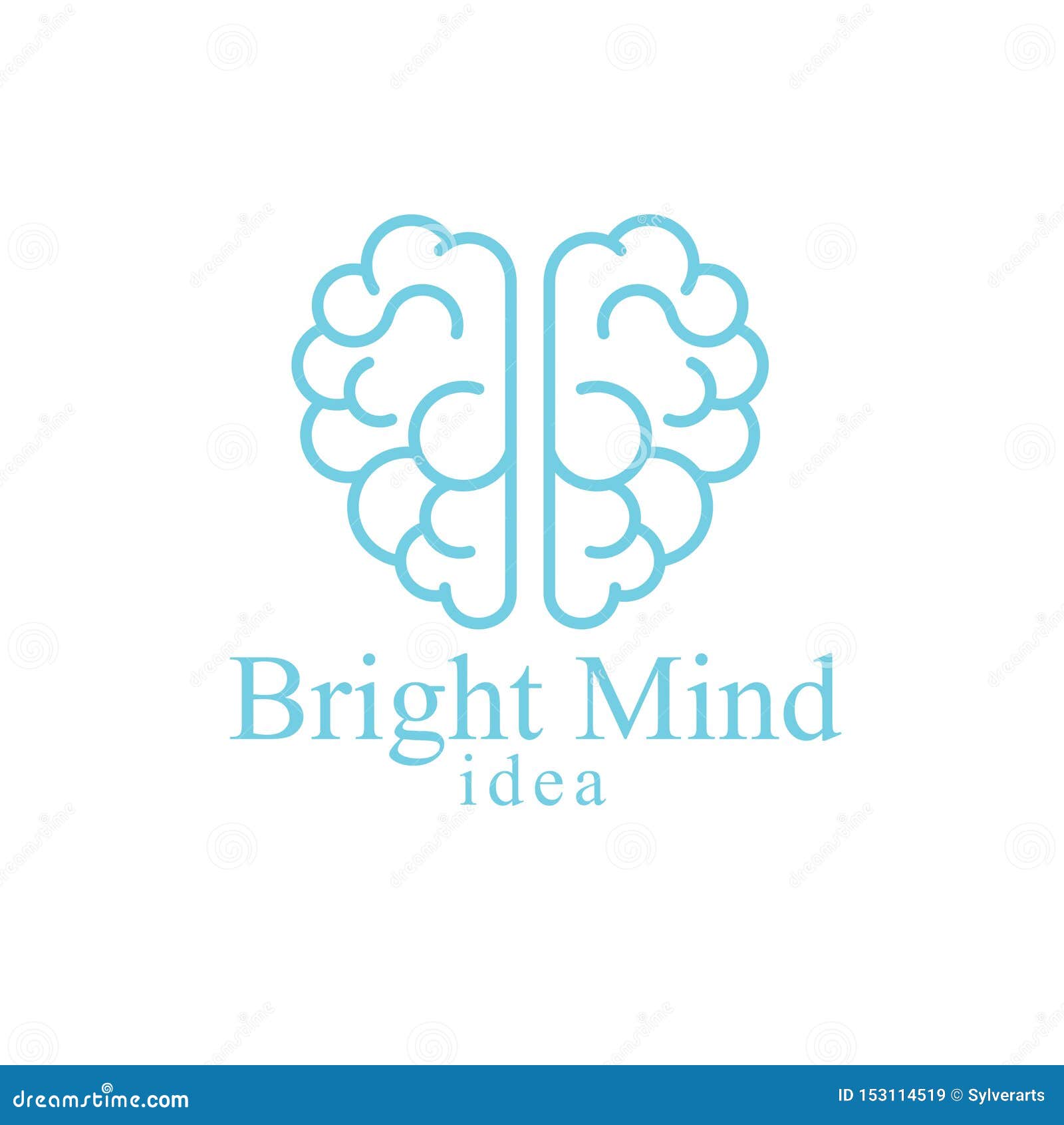 Bright Mind Vector Logo or Icon with Human Anatomical Brain. Stock ...