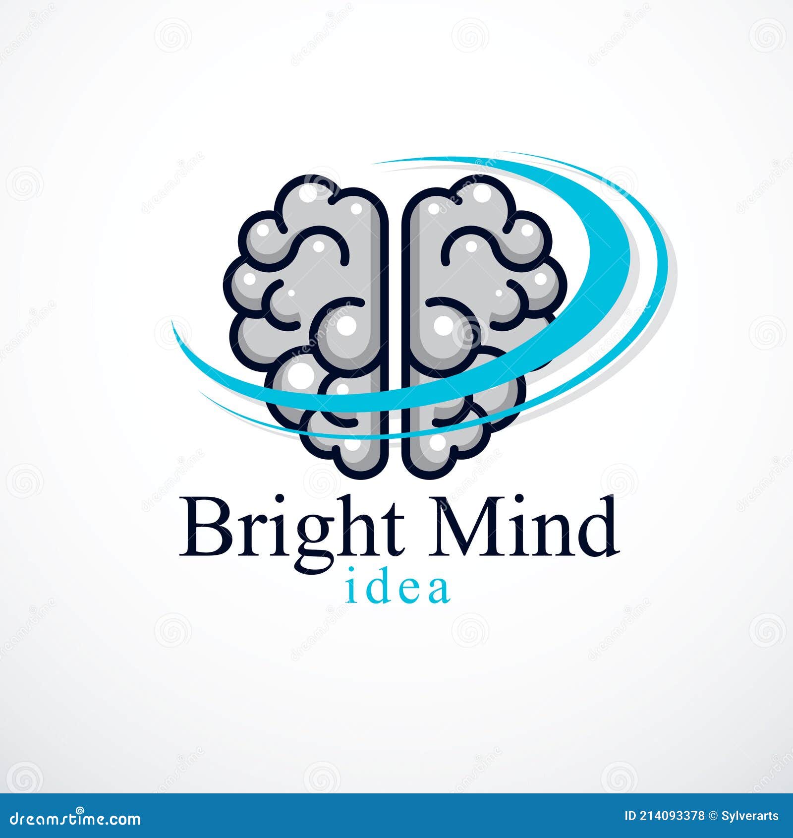 Bright Mind Vector Logo or Icon with Human Anatomical Brain. Stock ...