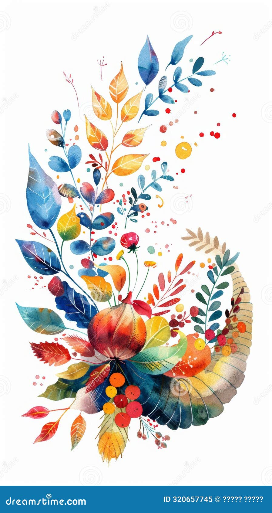 Bright Minimalistic Cornucopia Illustration on Isolated White ...