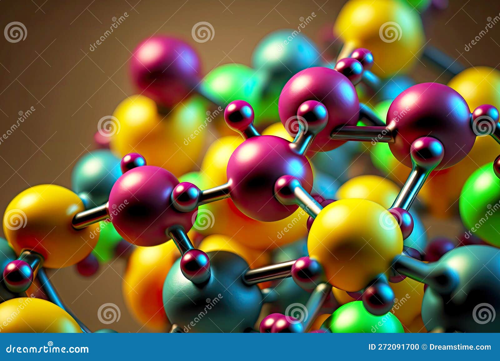 Bright Models from Multi-colored Glossy Atoms in Molecule Closeup Stock ...
