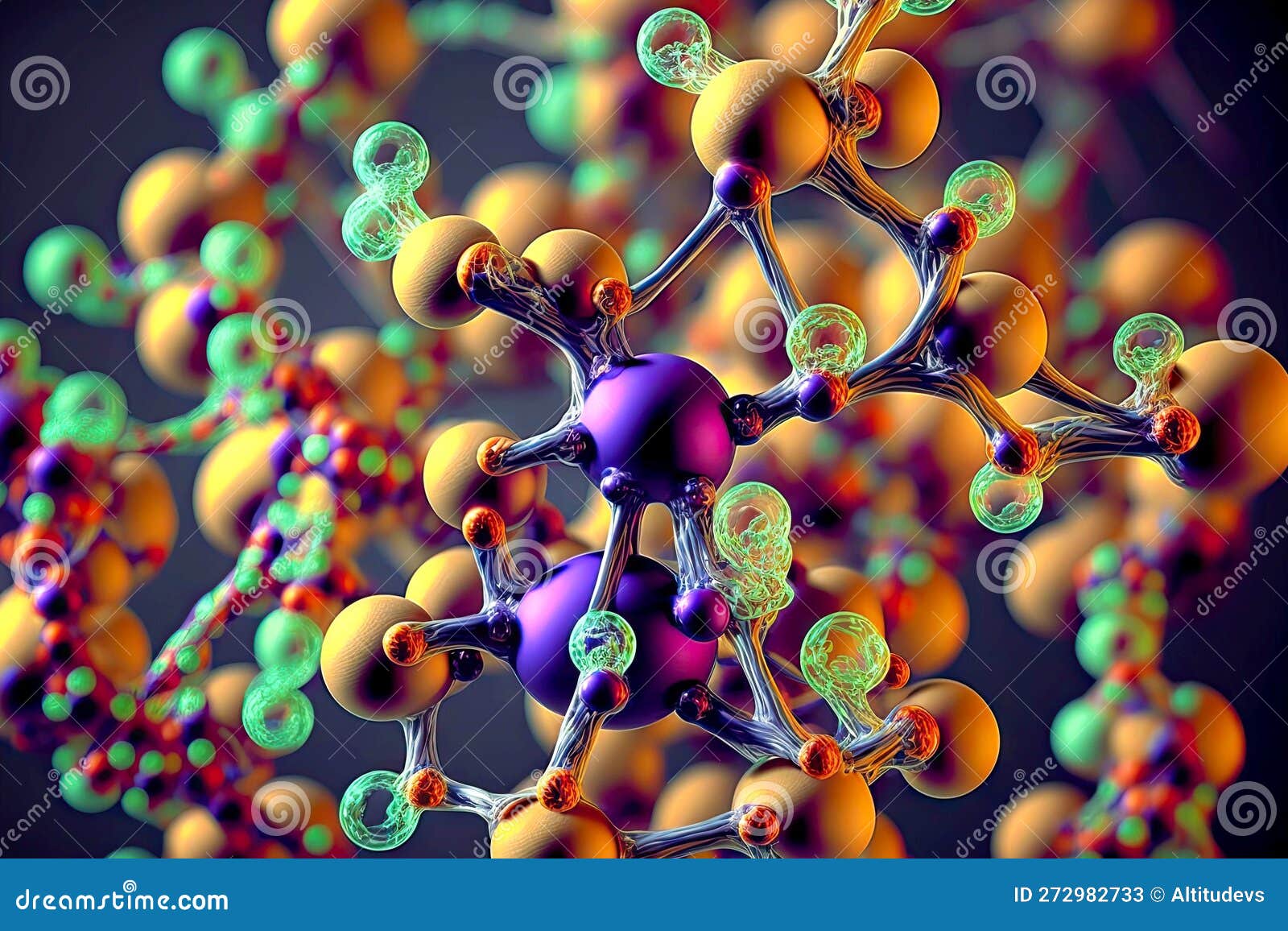 Bright Models from Multi-colored Glossy Atoms in Molecule Closeup Stock ...