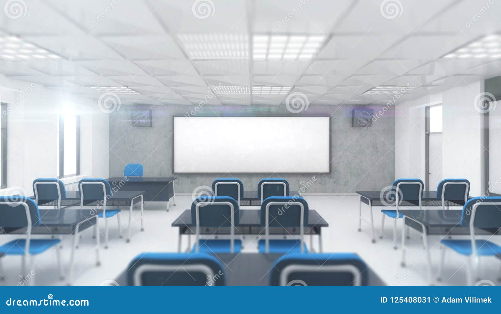 Bright Modern Classroom Interior Front View Stock Illustration ...