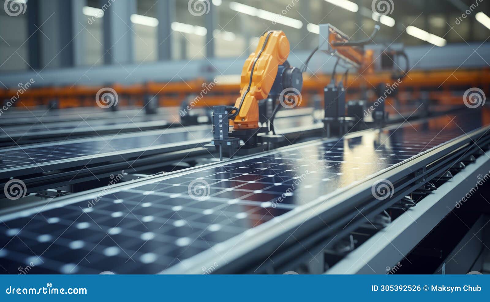 Robotic Arm Assembling Solar Panels in a Factory Stock Photo - Image of ...