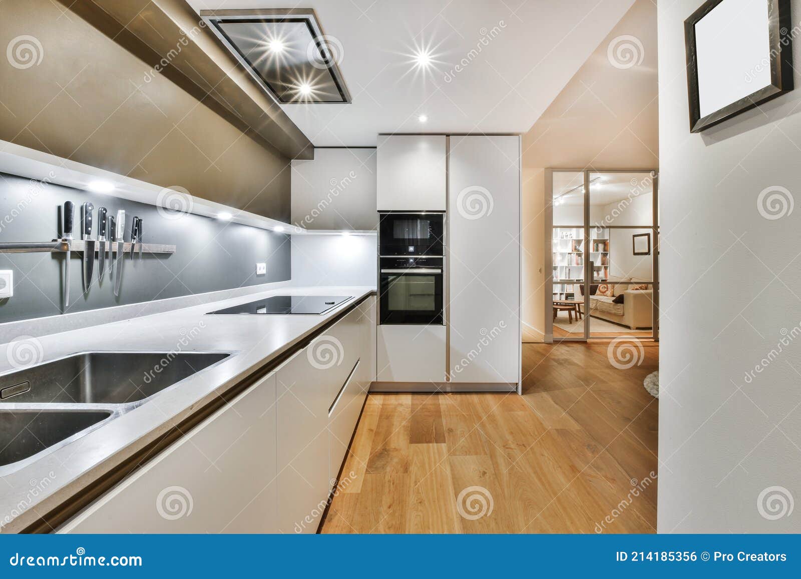 Bright and Modern Kitchen Design Stock Photo - Image of estate, style ...