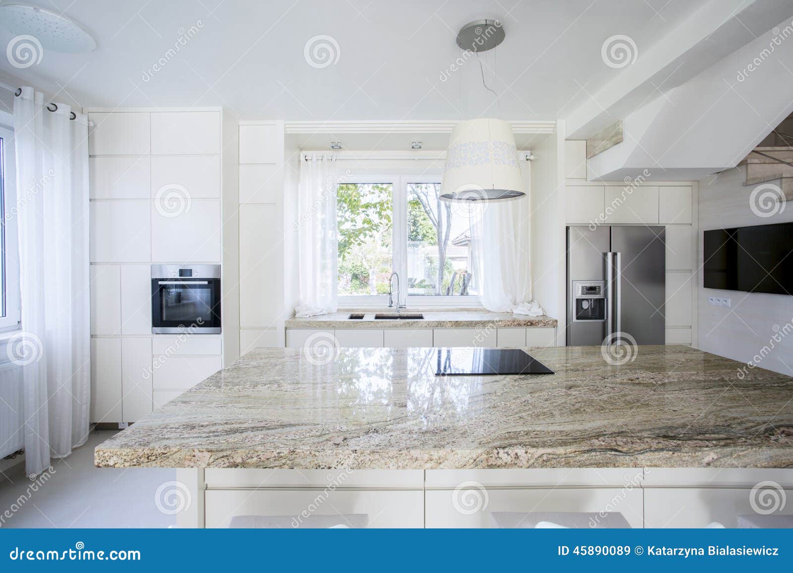 Bright modern kitchen stock image. Image of house, architecture - 45890089