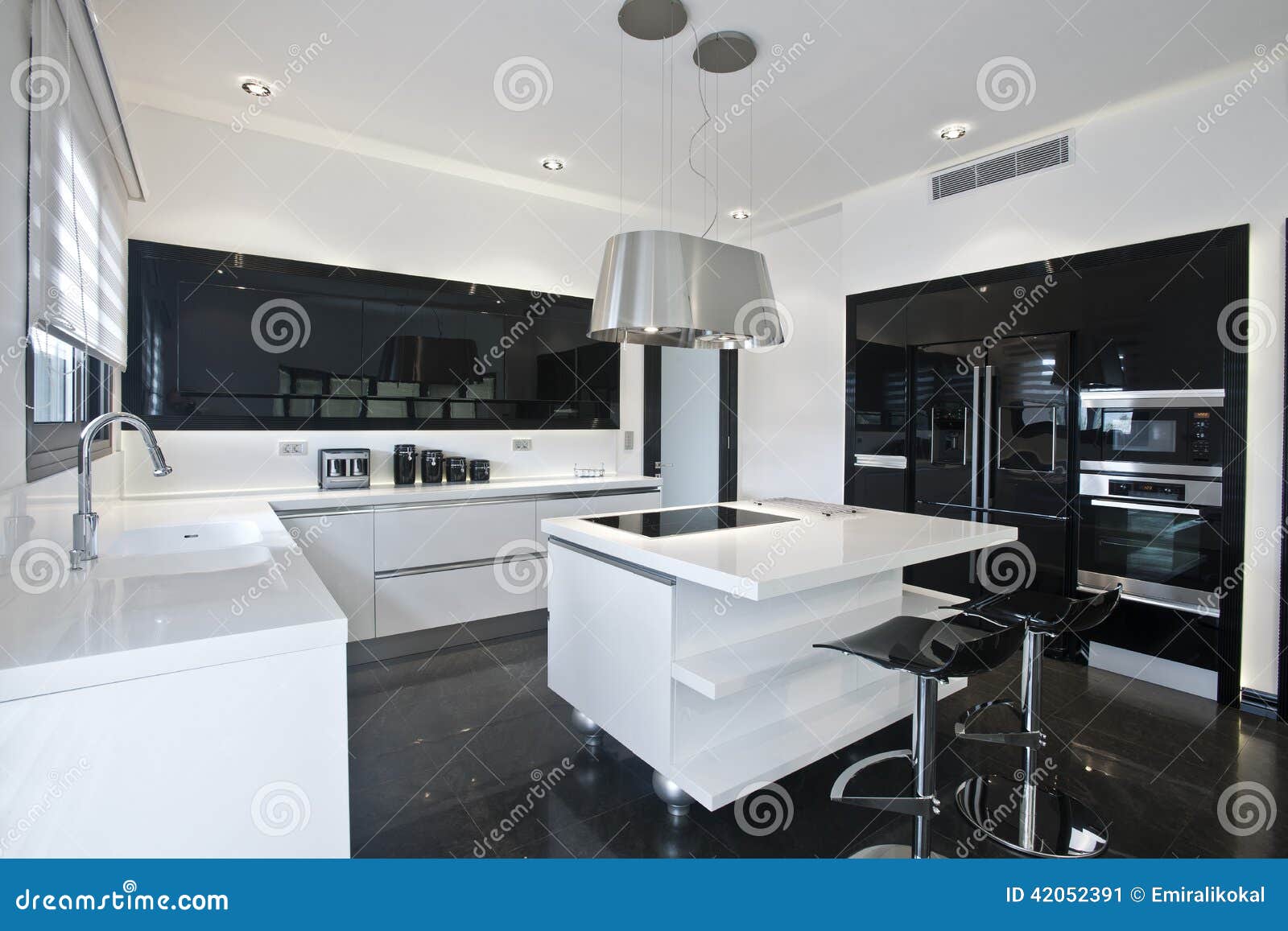 Bright modern kitchen stock image. Image of homes, floor - 42052391