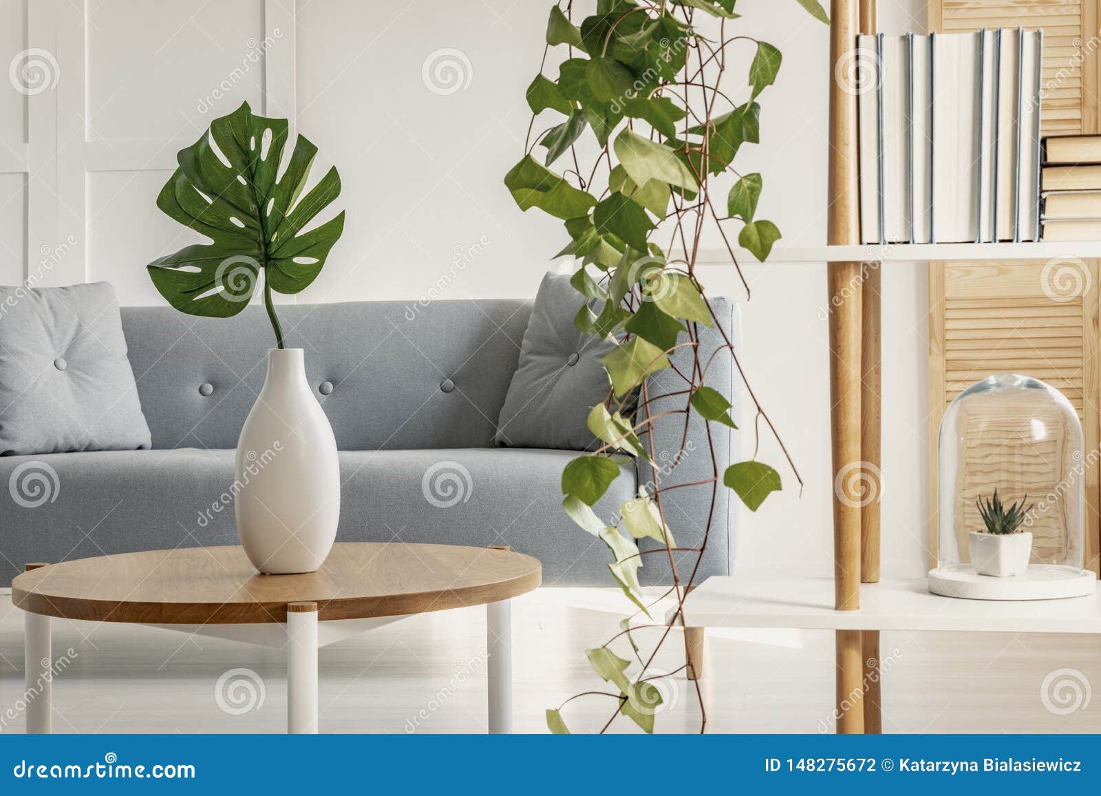 Modern Living Room in Botanical Style Stock Photo - Image of bright ...