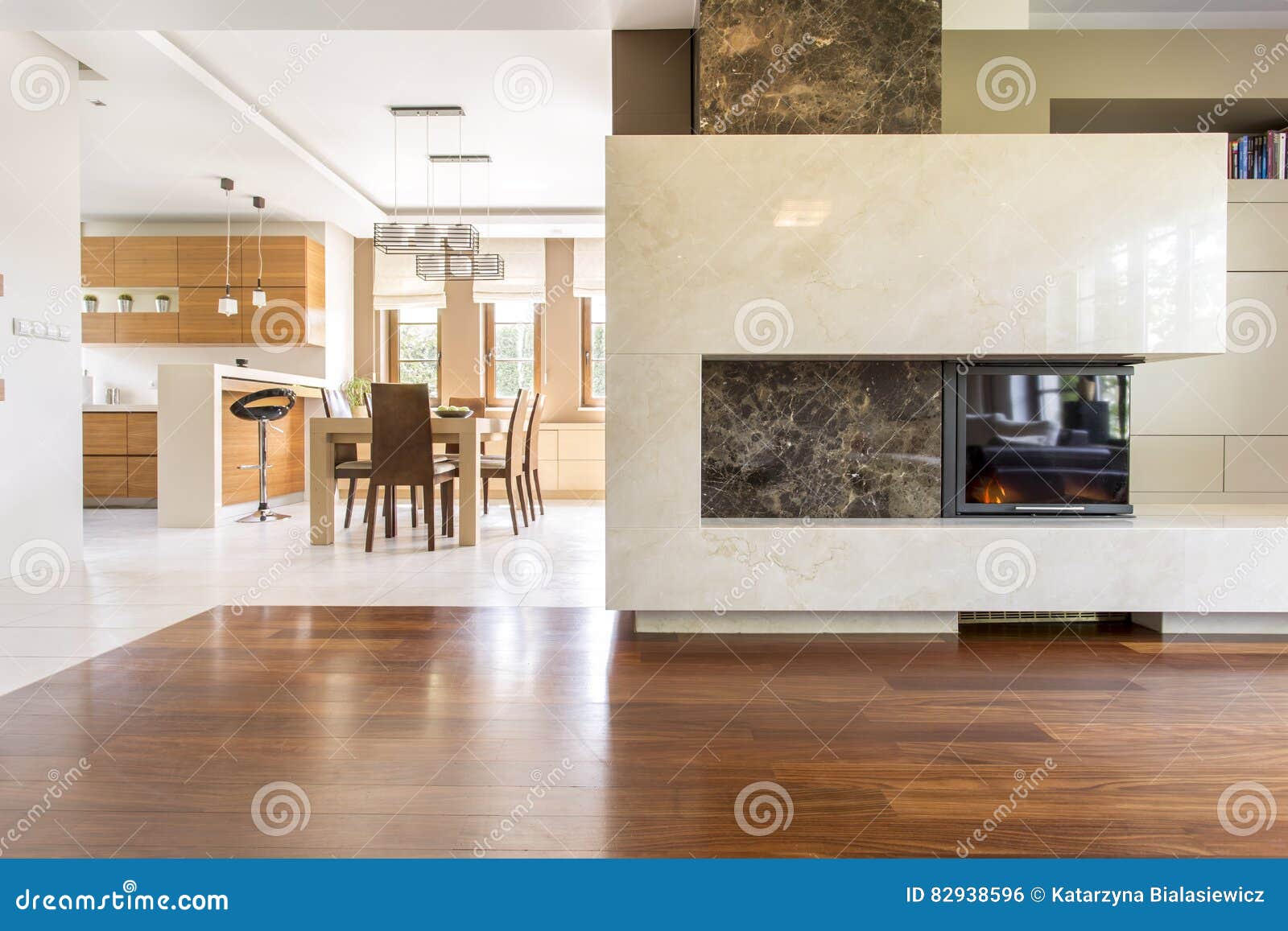 Bright modern living room stock photo. Image of books - 82938596