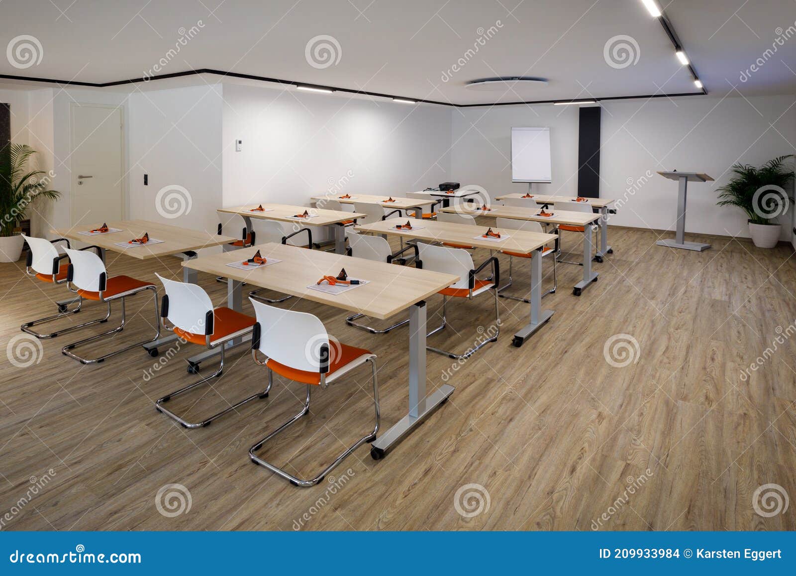 In the Bright Modern Training Room are Chairs and Benches Stock Photo ...