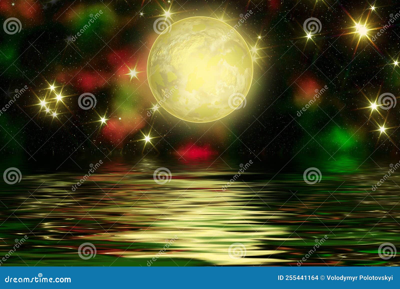 Bright Moon with Colorful Background. Stars and Galaxies Stock ...