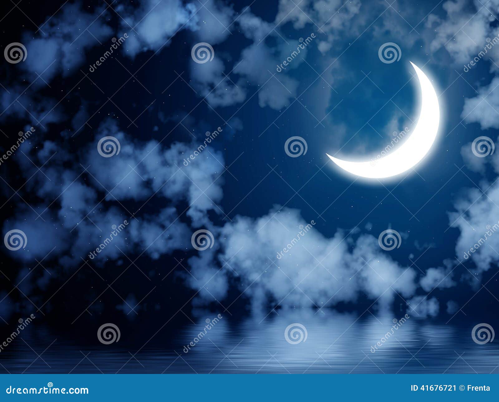 Bright Moon Reflected in Water Stock Illustration - Illustration of ...
