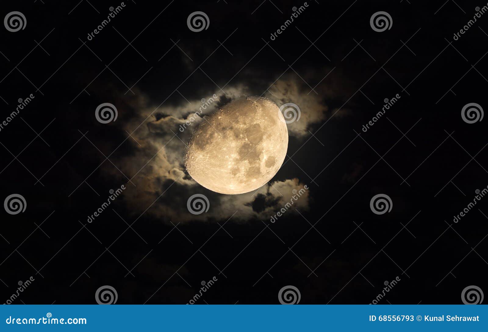 The Big Bright Moon Hanging Over The City, Royalty-Free Stock ...