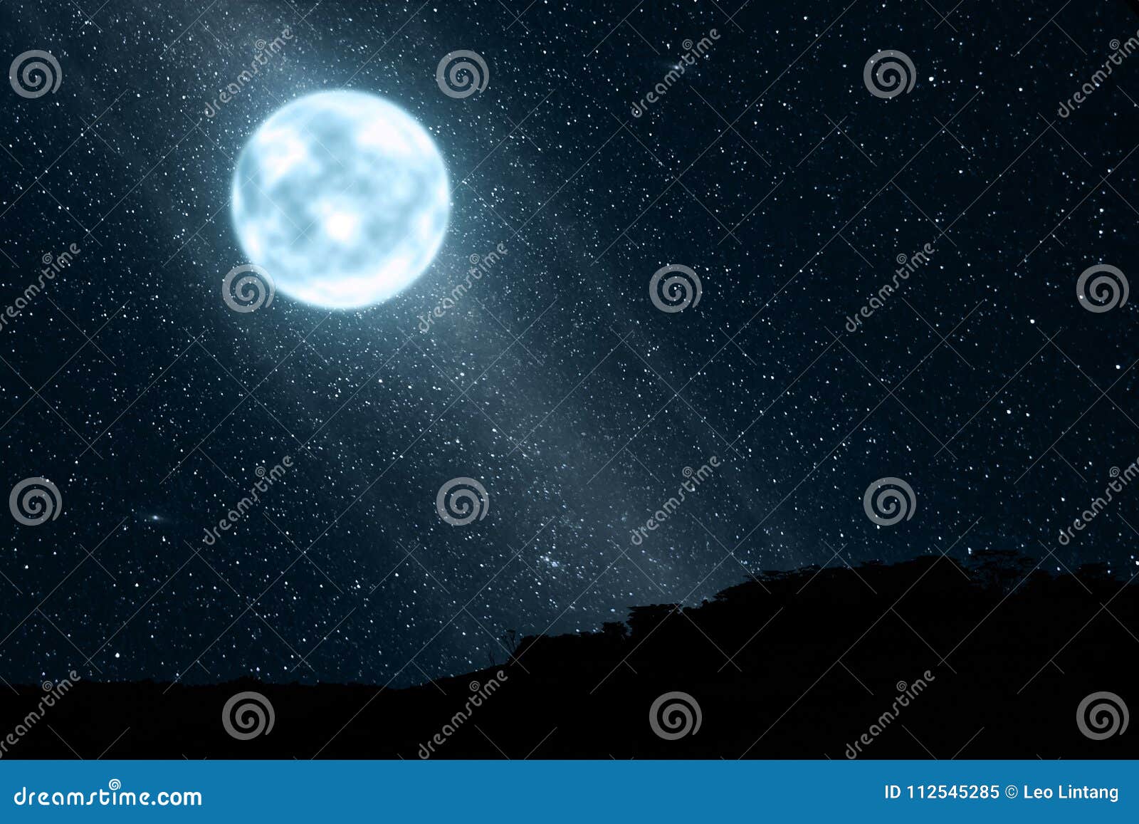 Bright Moonlight with Many Stars on the Sky Stock Image - Image of ...