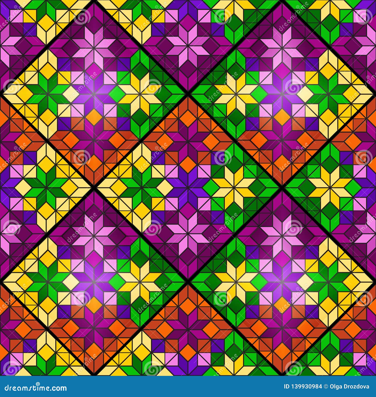 Bright Mosaic Seamless Pattern of Multicolored Squares, Rhombuses and ...