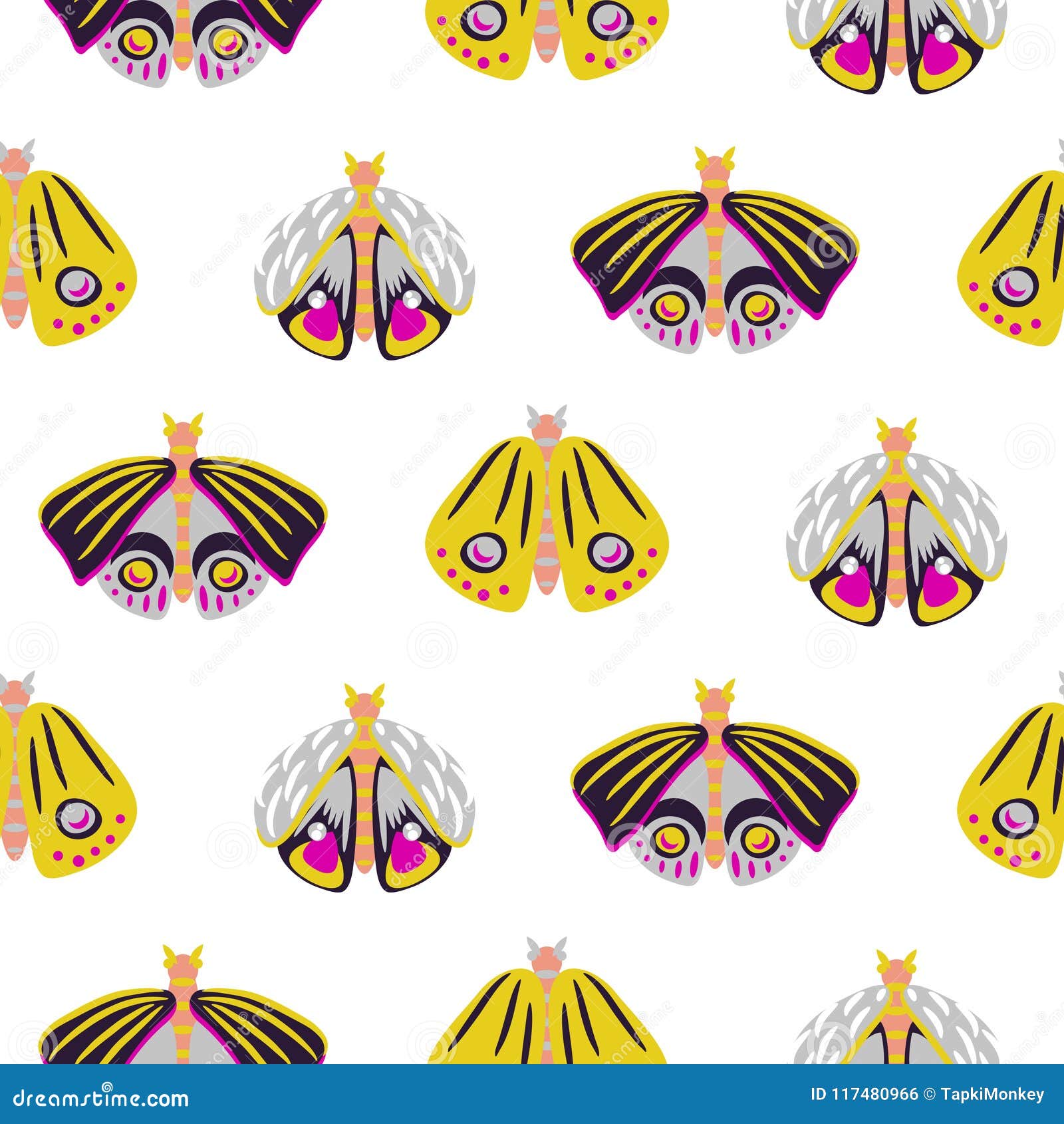 Bright Moth Insects Seamless Vector Pattern. Stock Vector ...