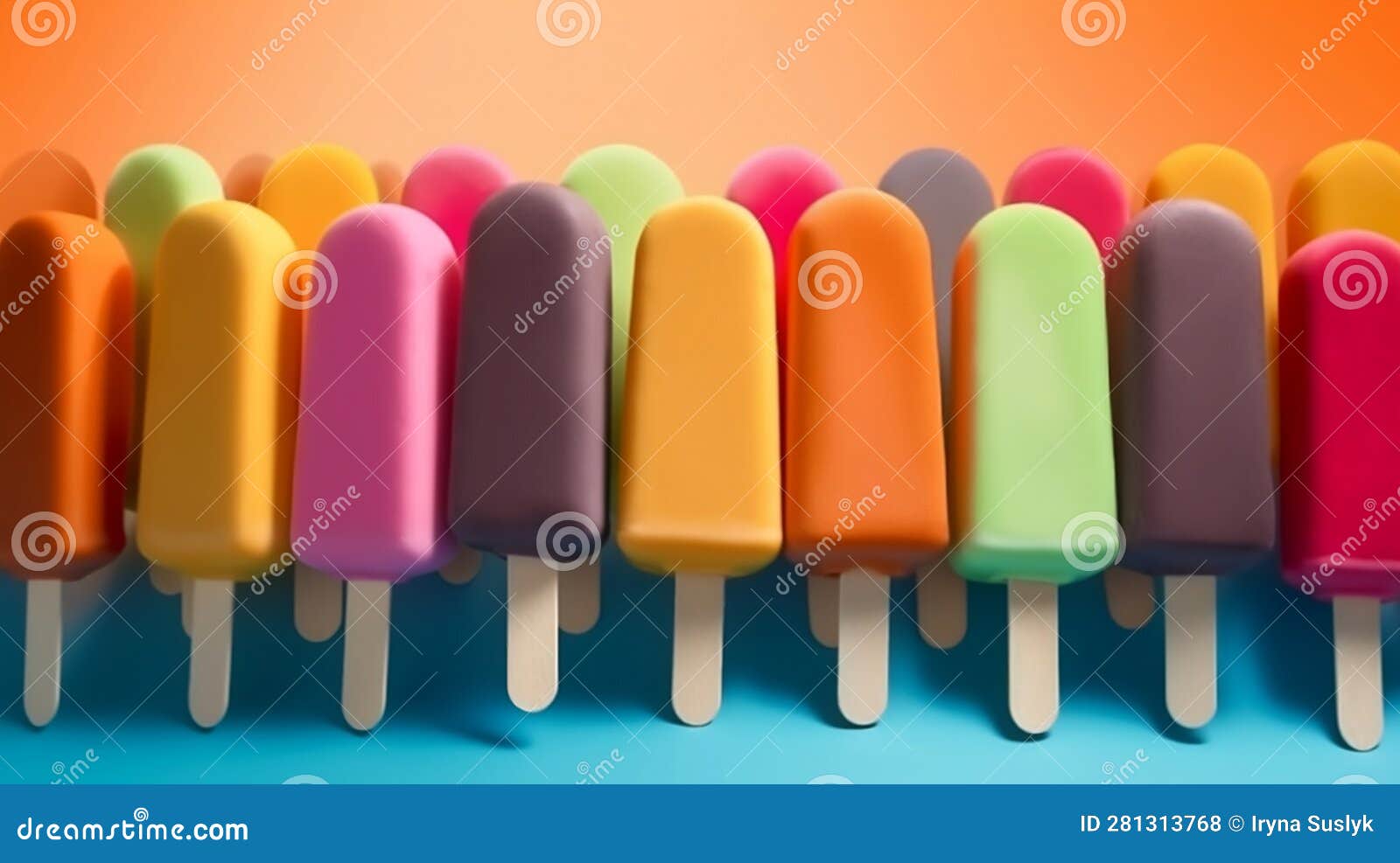 Bright Multi-colored Banner with Many Types of Ice Cream Sticks, Copy ...