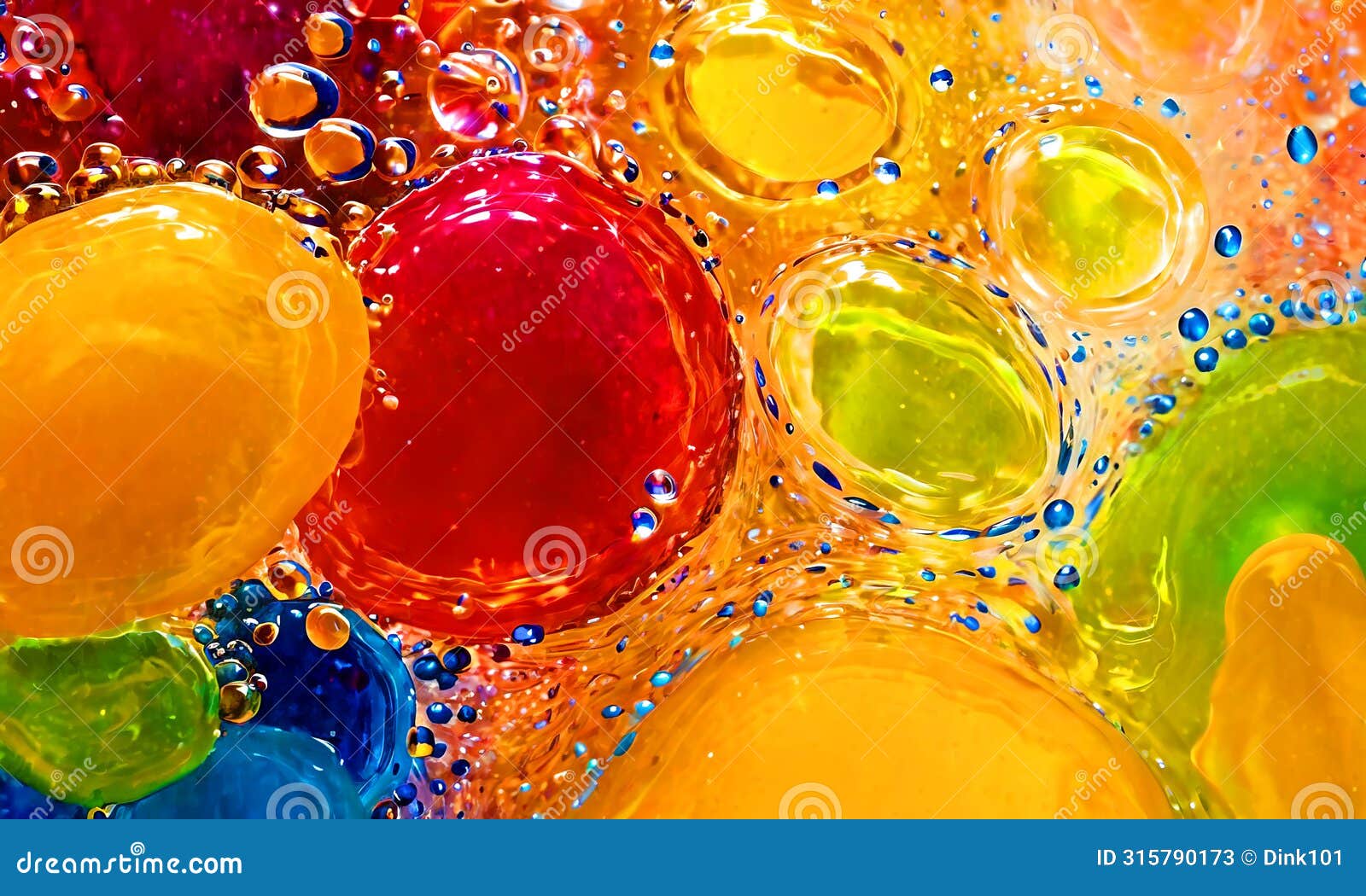 Bright Multi-colored Bubbles and Drops, Abstract Liquid Background ...