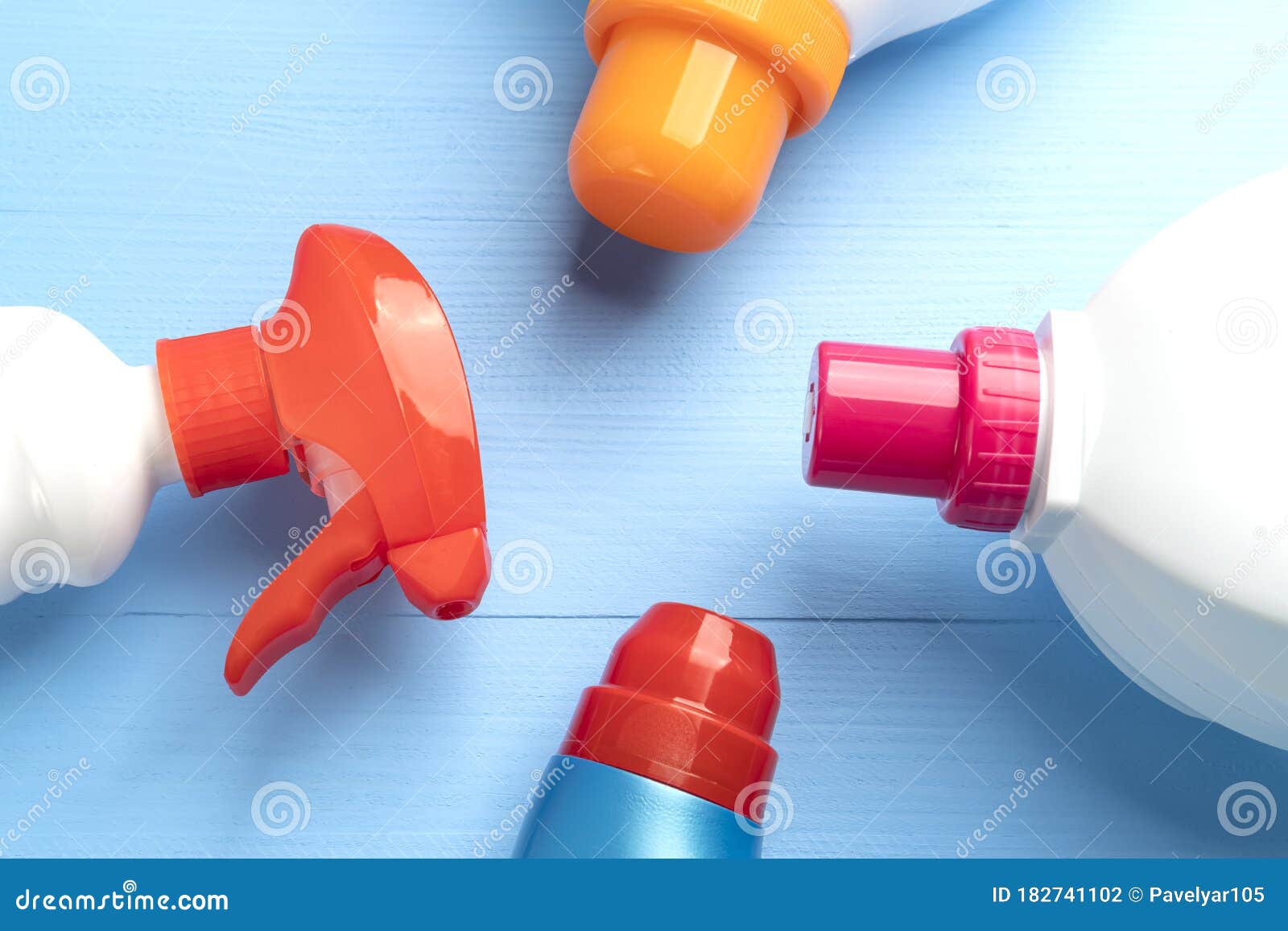 Bright Multi-colored Detergents in Plastic Bottles, Liquid and Spray ...