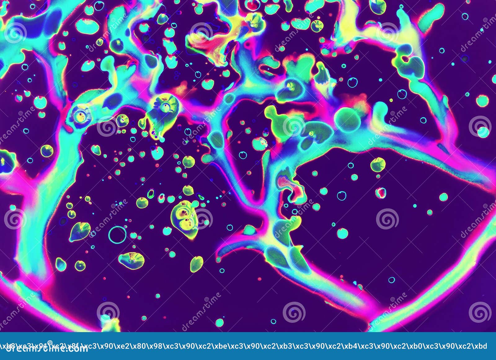 Bright Multi-colored Drops of Paint on a Dark Background. Abstraction ...