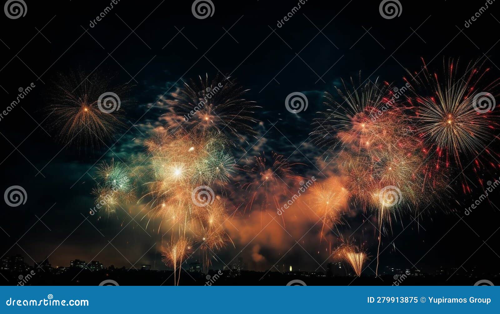 Bright, Multi Colored Fireworks Exploding in Vibrant Celebration of ...