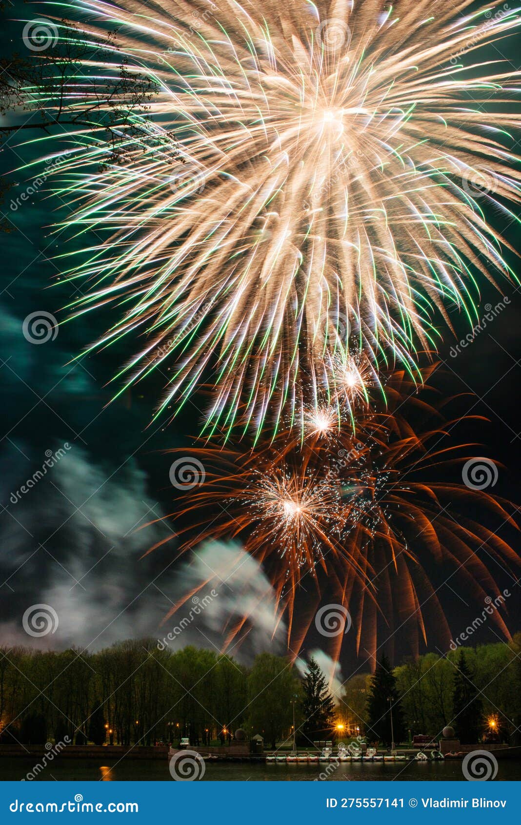 Bright Multi-colored Fireworks Lights Stock Image - Image of evening ...
