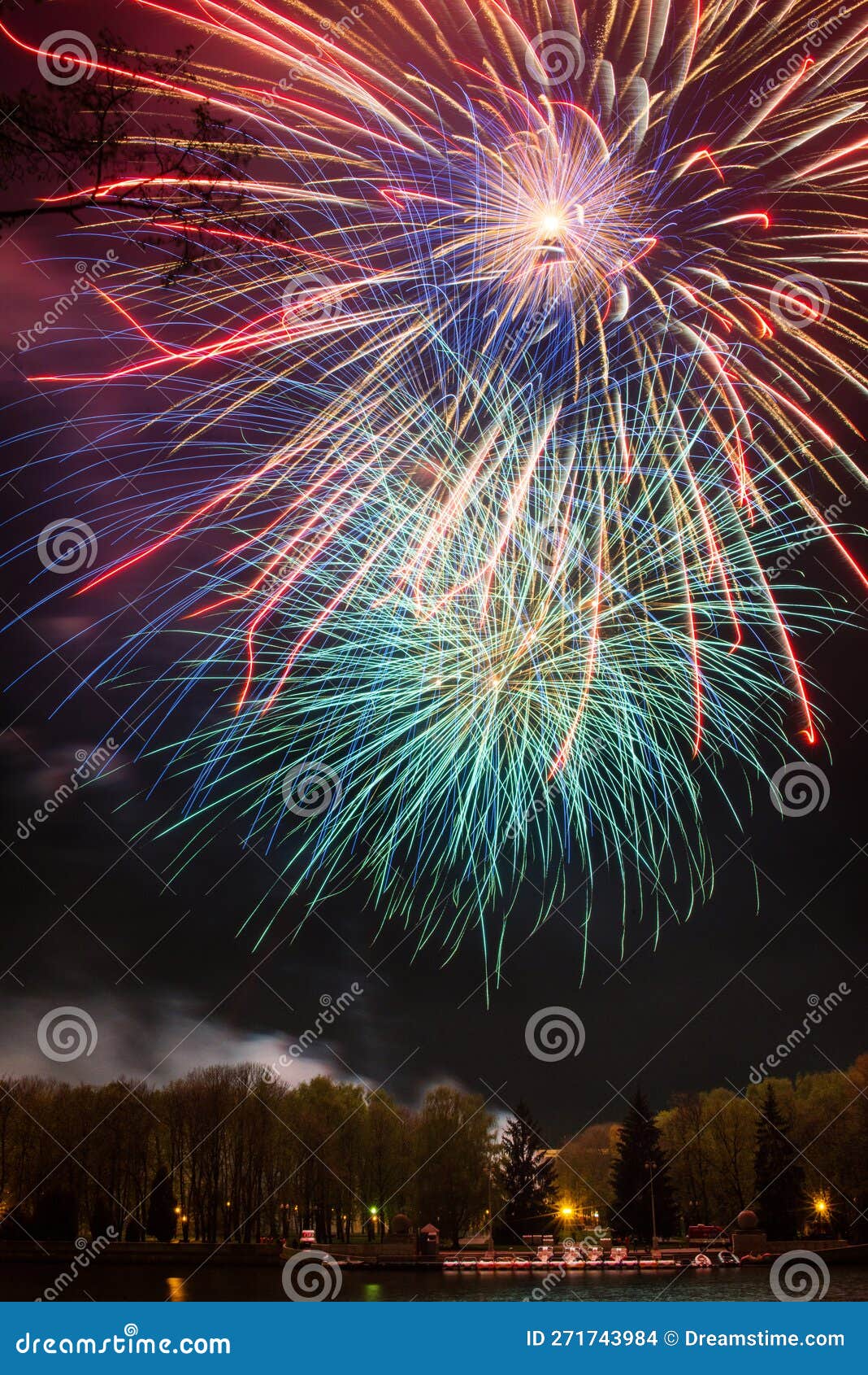 Bright Multi-colored Fireworks Lights Stock Photo - Image of ...