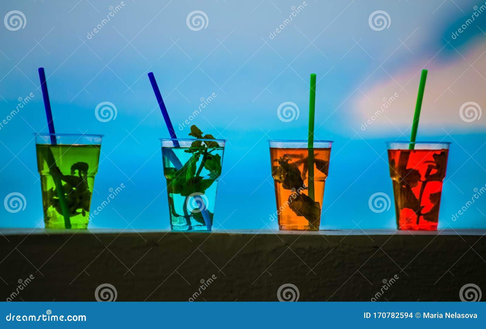 Bright Multi-colored Glasses of Cocktails Stock Photo - Image of ...