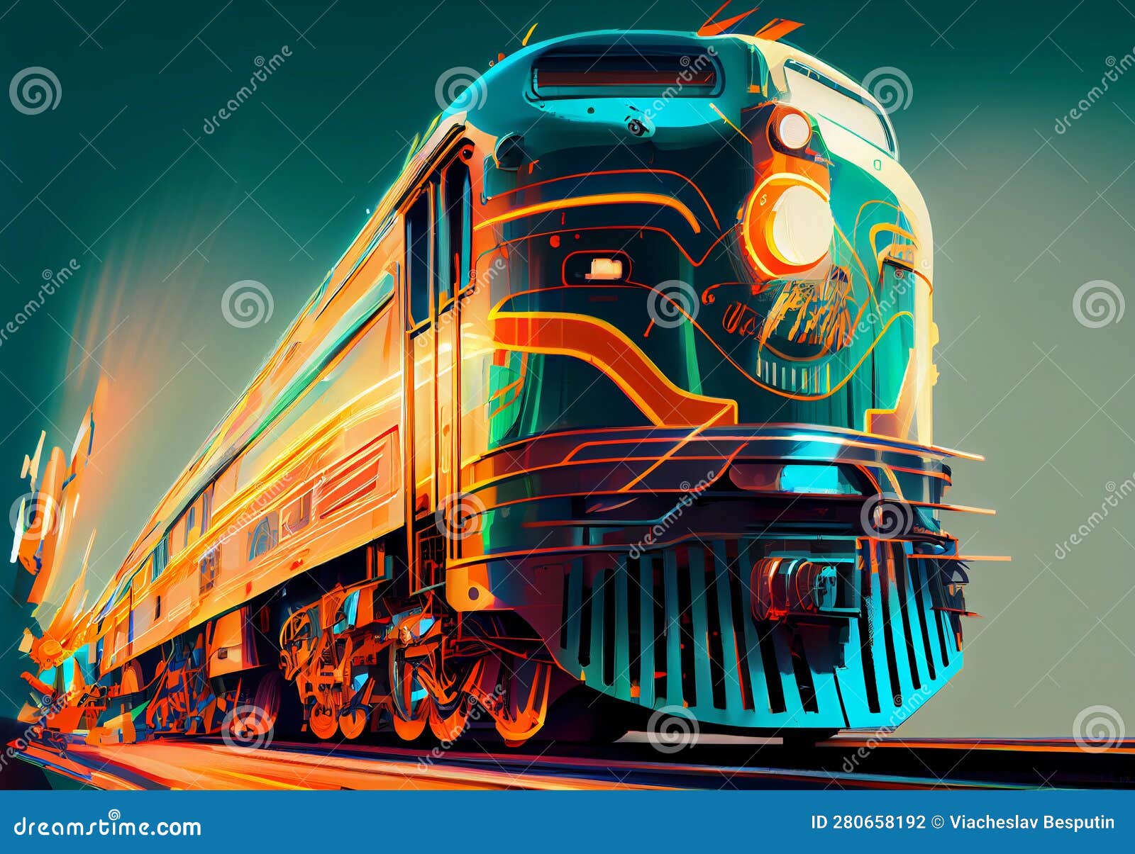 Bright Multi-colored High-speed Train. Stock Illustration ...