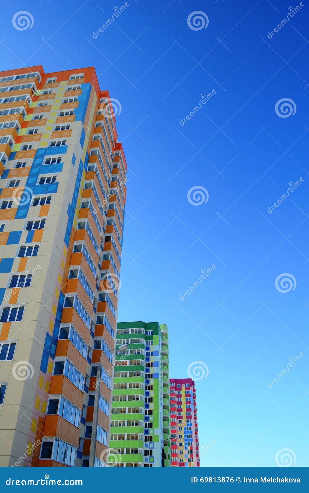 Bright Multi-colored Houses Stock Photo - Image of project, facade ...