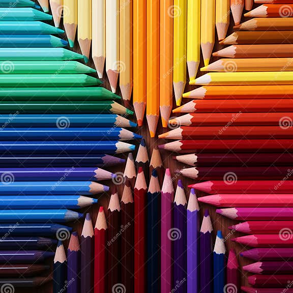 Bright Multi-colored Loops: Patterns Drawn with Colored Pencils. Stock ...