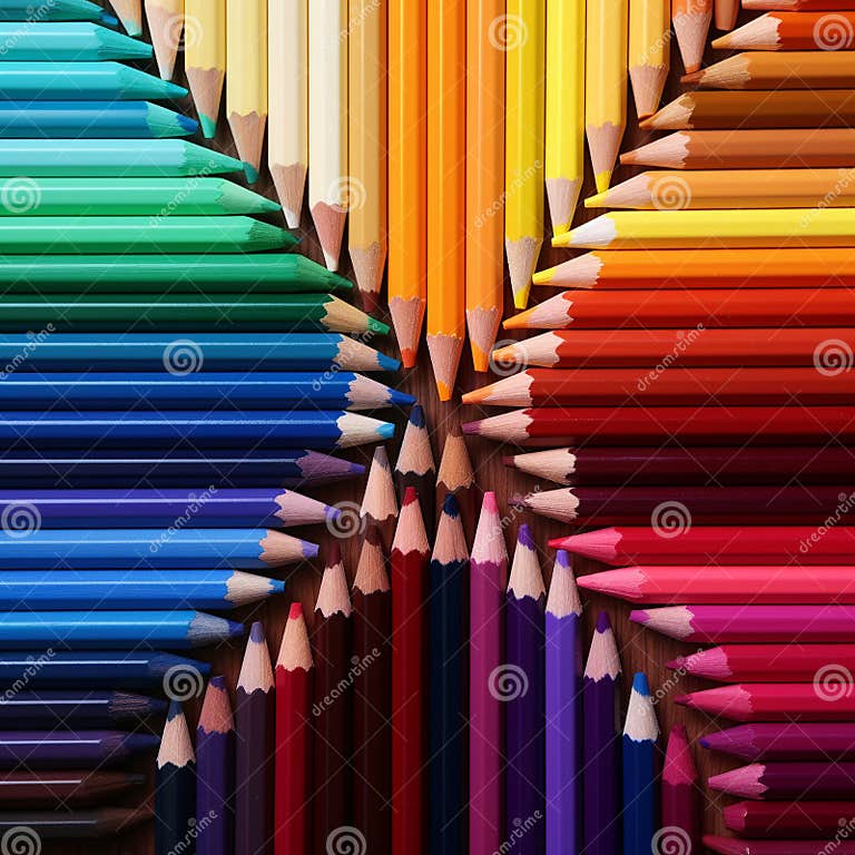 Bright Multi-colored Loops: Patterns Drawn with Colored Pencils. Stock ...