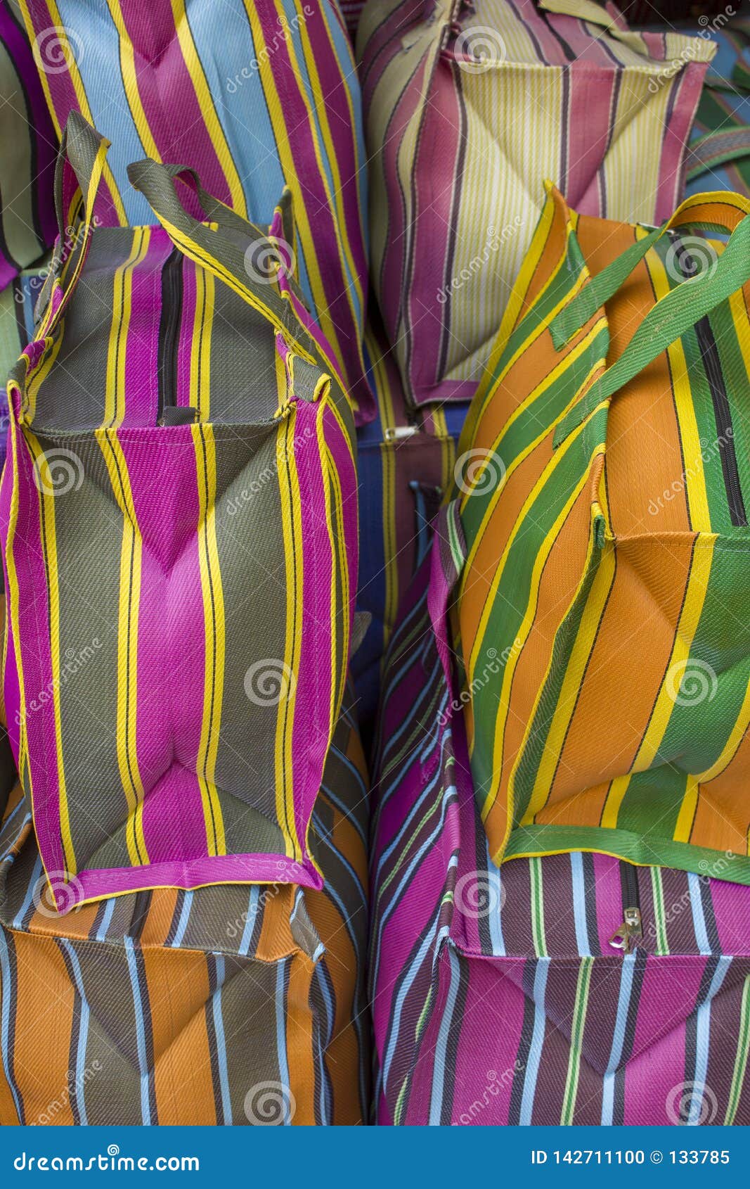 Bright Multi-colored Luggage Bags. Vertical Lines Stock Photo - Image ...
