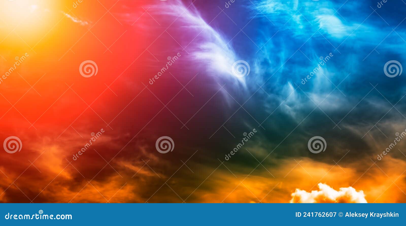 Bright Multi-colored Sky with Clouds and Sun. Stock Image - Image of ...