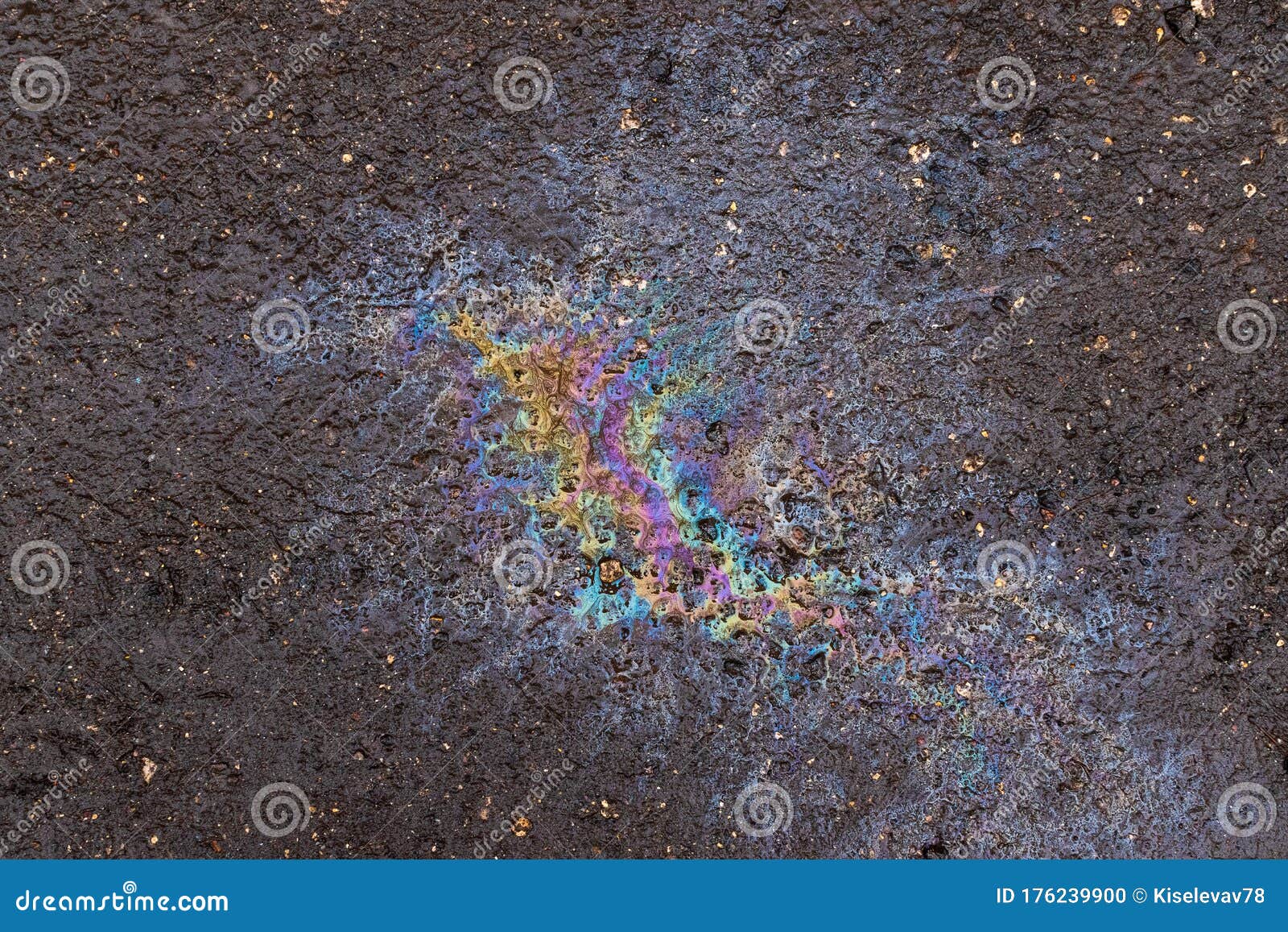 Bright Multi-colored Spot of Spilled Gasoline on the Ground ...