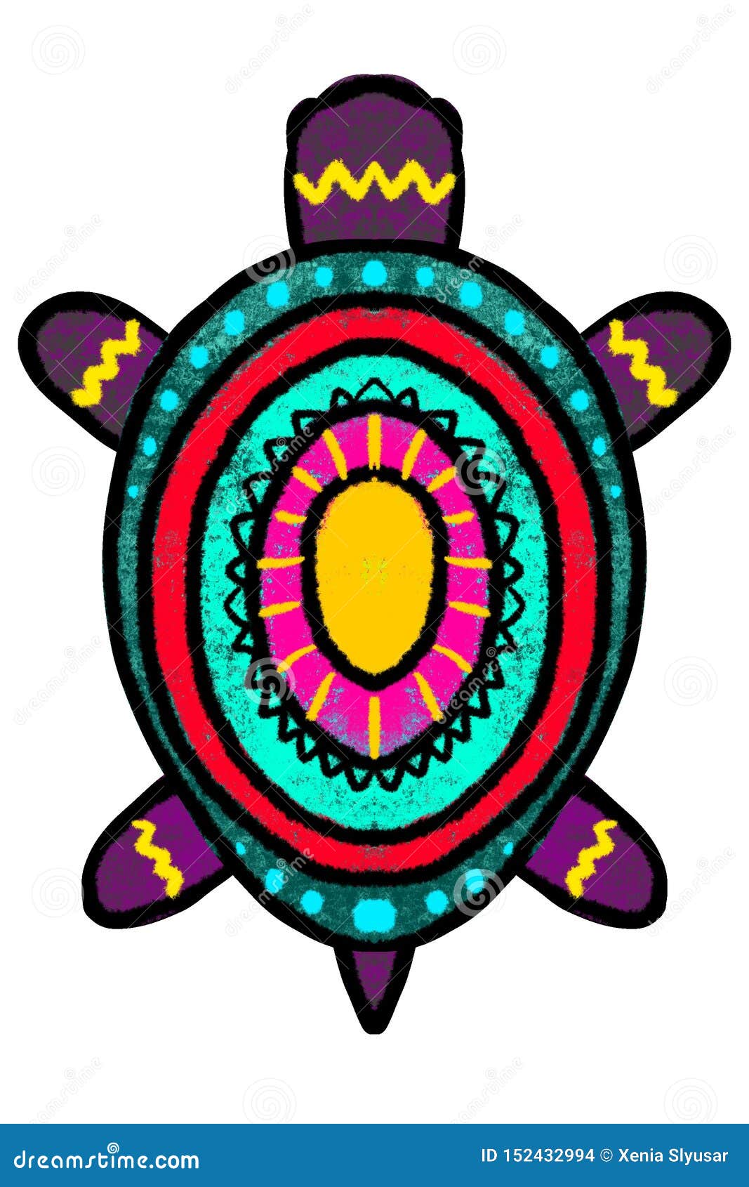Bright Multi-colored Turtle, a Tortoise Painted in African Style ...