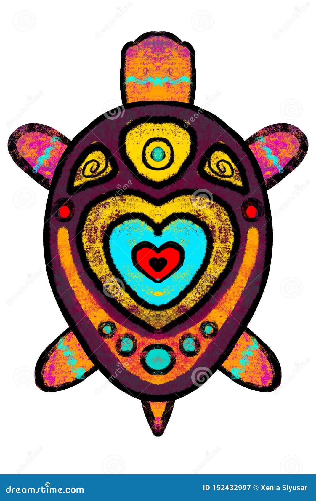Bright Multi-colored Turtle, a Tortoise Painted in African Style ...
