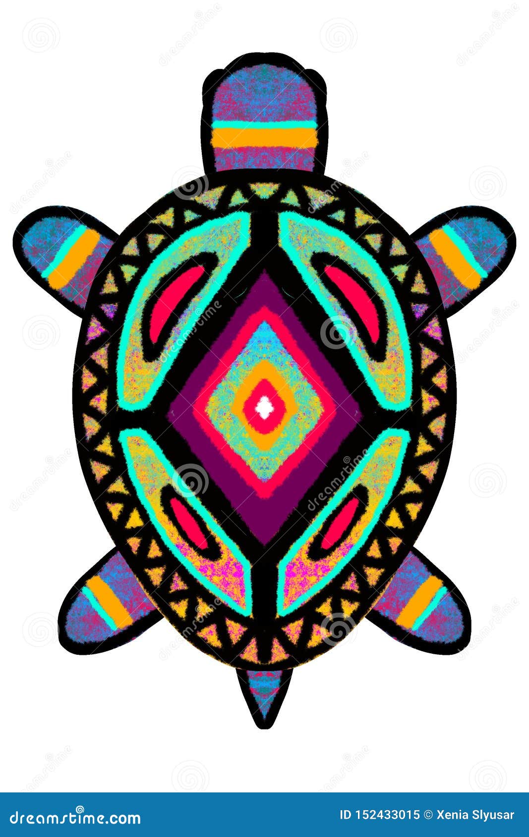 Bright Multi-colored Turtle, a Tortoise Painted in African Style ...