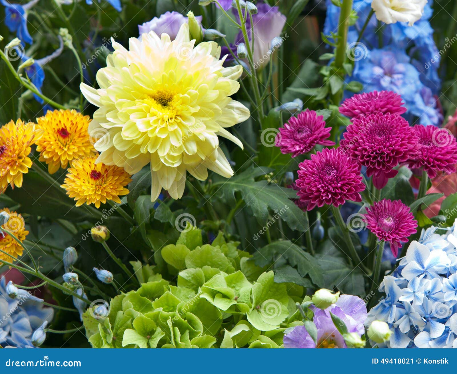 Bright Multicolor Bouquet Made of Different Flowers Stock Image - Image ...