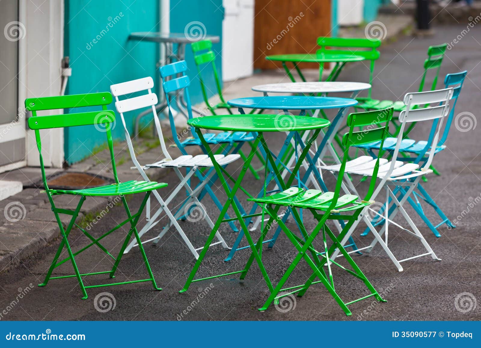 Bright Multicolor Cafe Tables and Chairs Stock Image - Image of bright ...