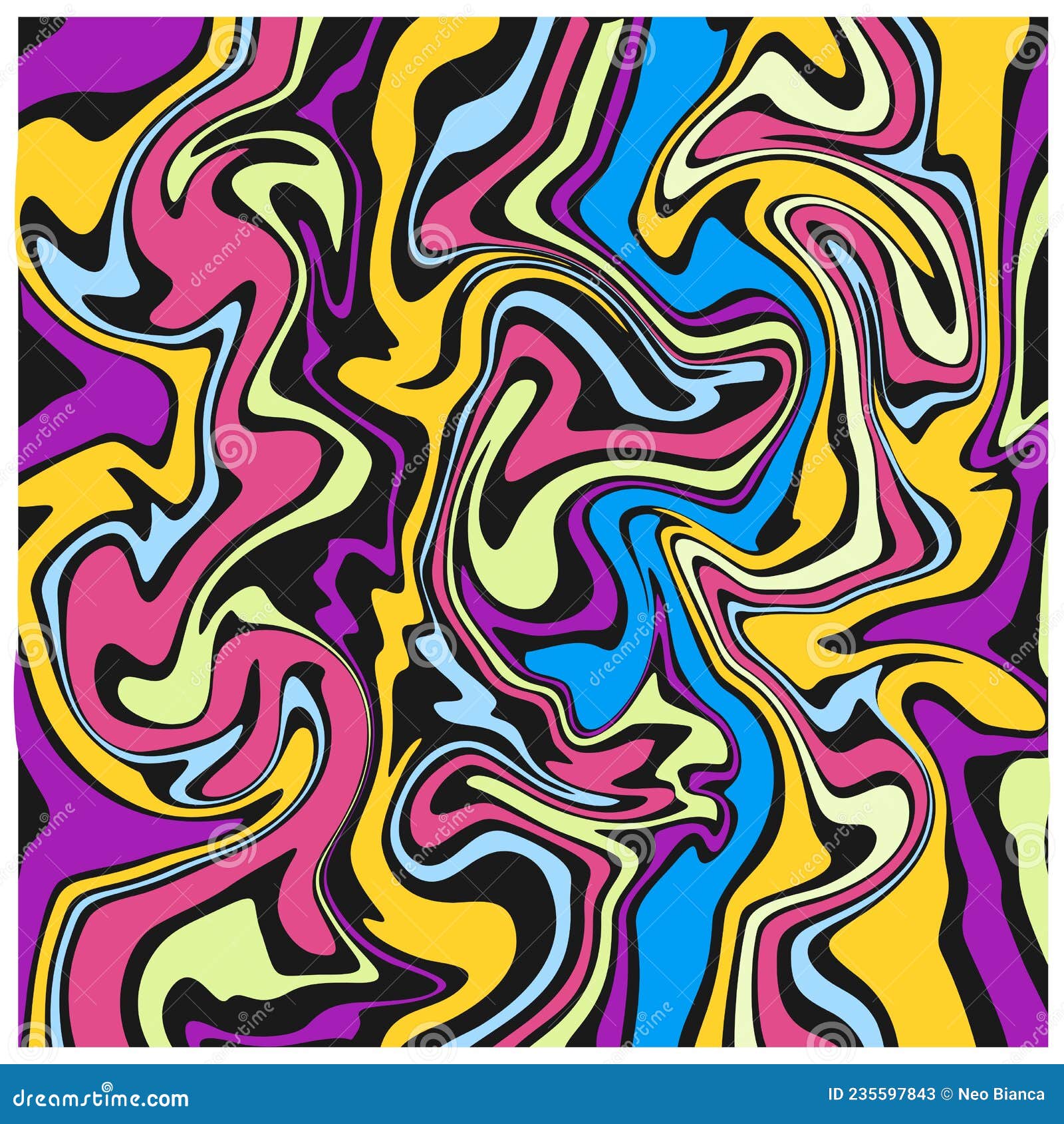 Bright Multicolor Curved Lines Background. Shiny Neon Wavy Pattern ...