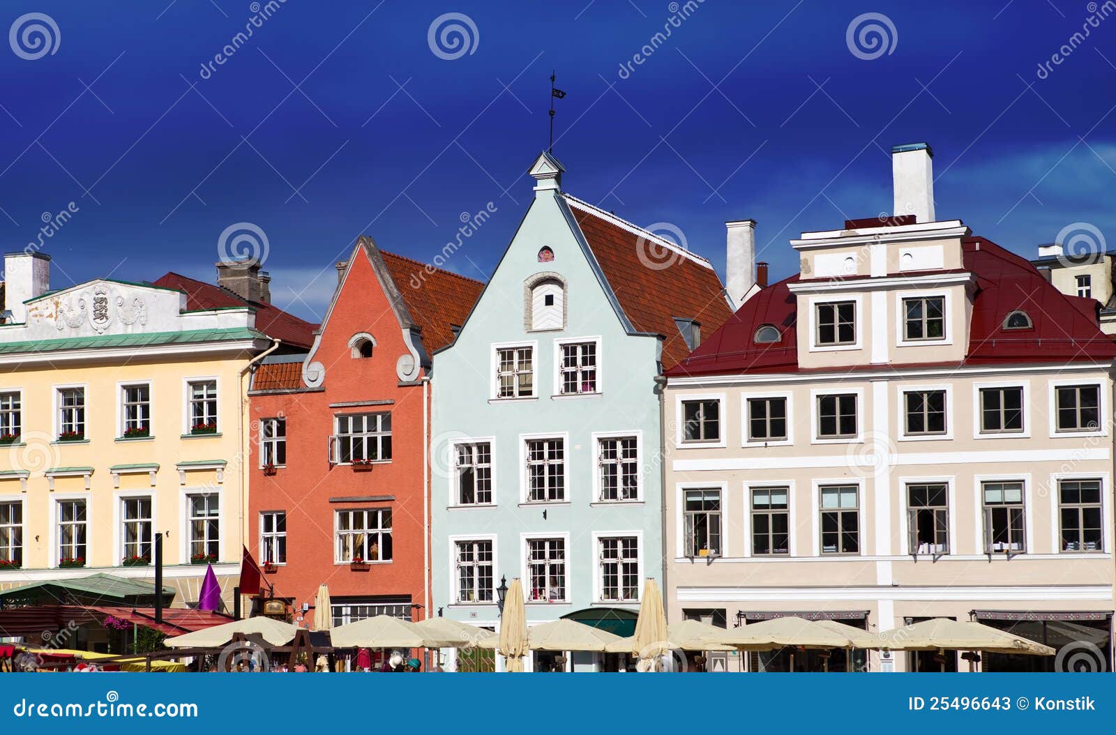 Bright Multicolor Houses on the Town Hall Square. Stock Image - Image ...