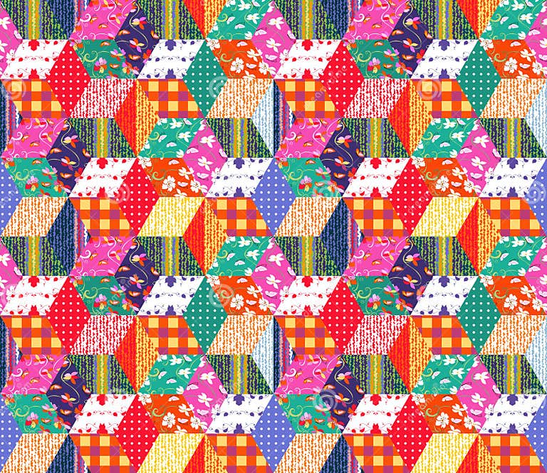 Bright Multicolor Patchwork Pattern. Seamless Vector Illustration Stock ...