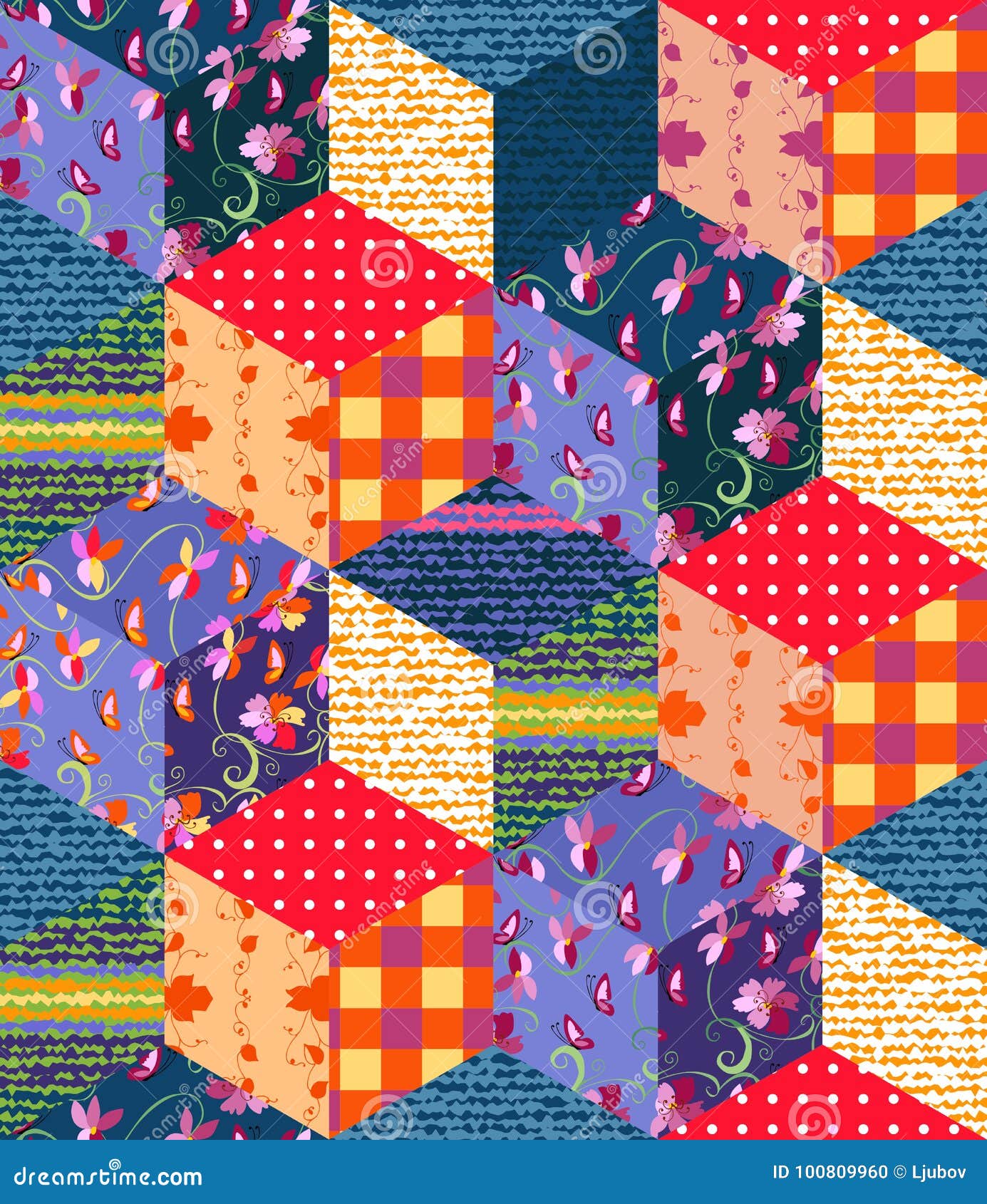 Bright Multicolor Patchwork Pattern. Seamless Vector Illustration Stock ...