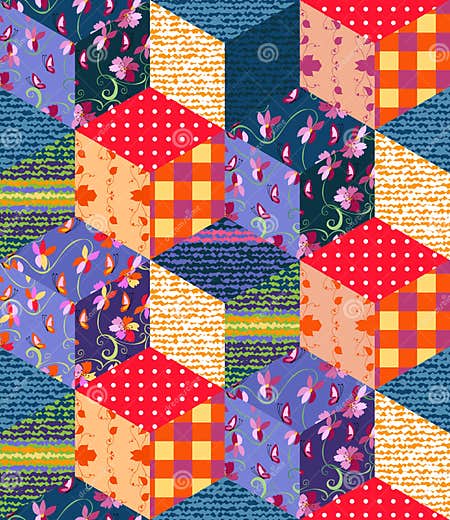 Bright Multicolor Patchwork Pattern. Seamless Vector Illustration Stock ...