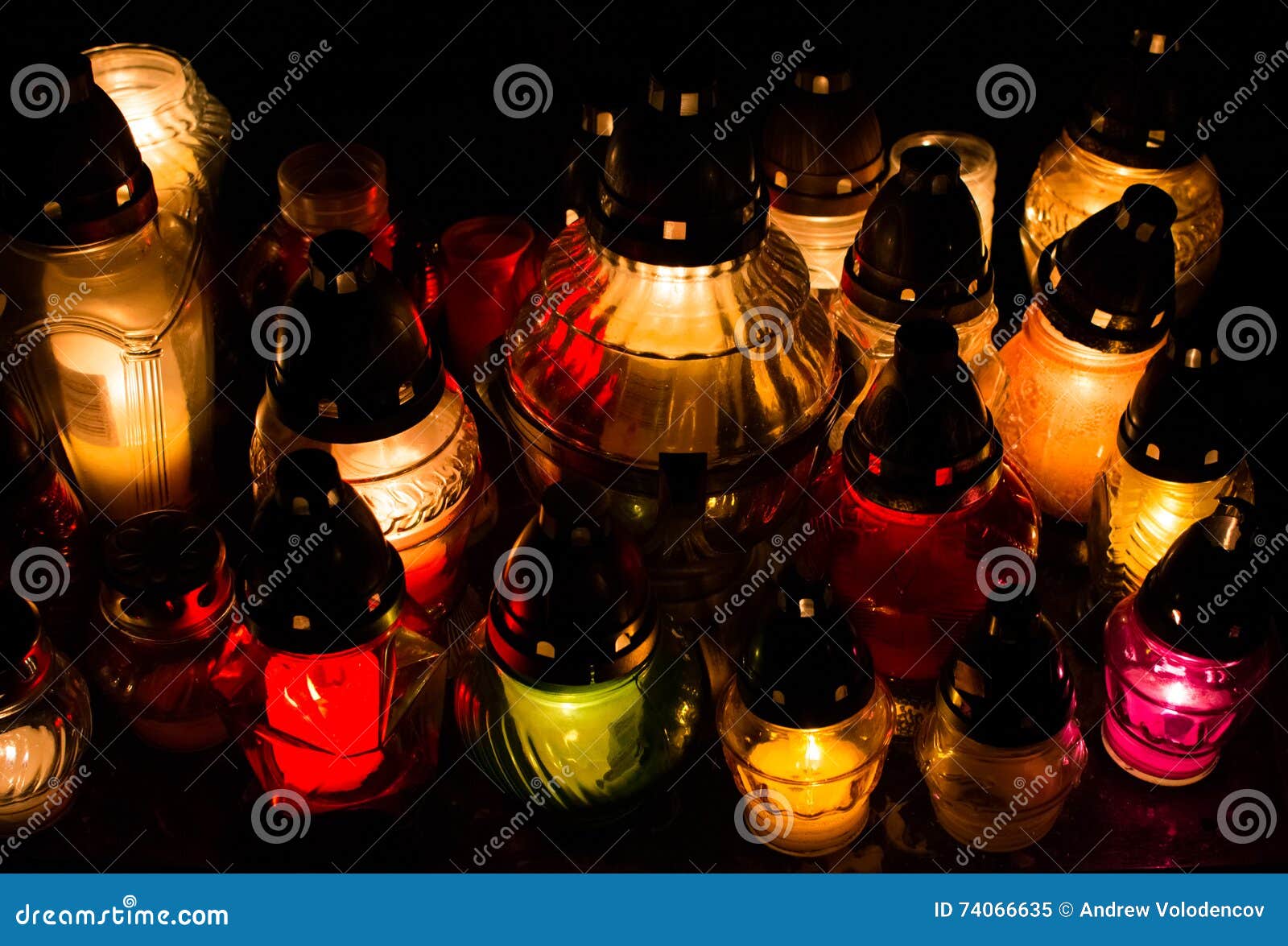 Bright Multicolored Glass Religious Shining Candlesticks Stock Image ...