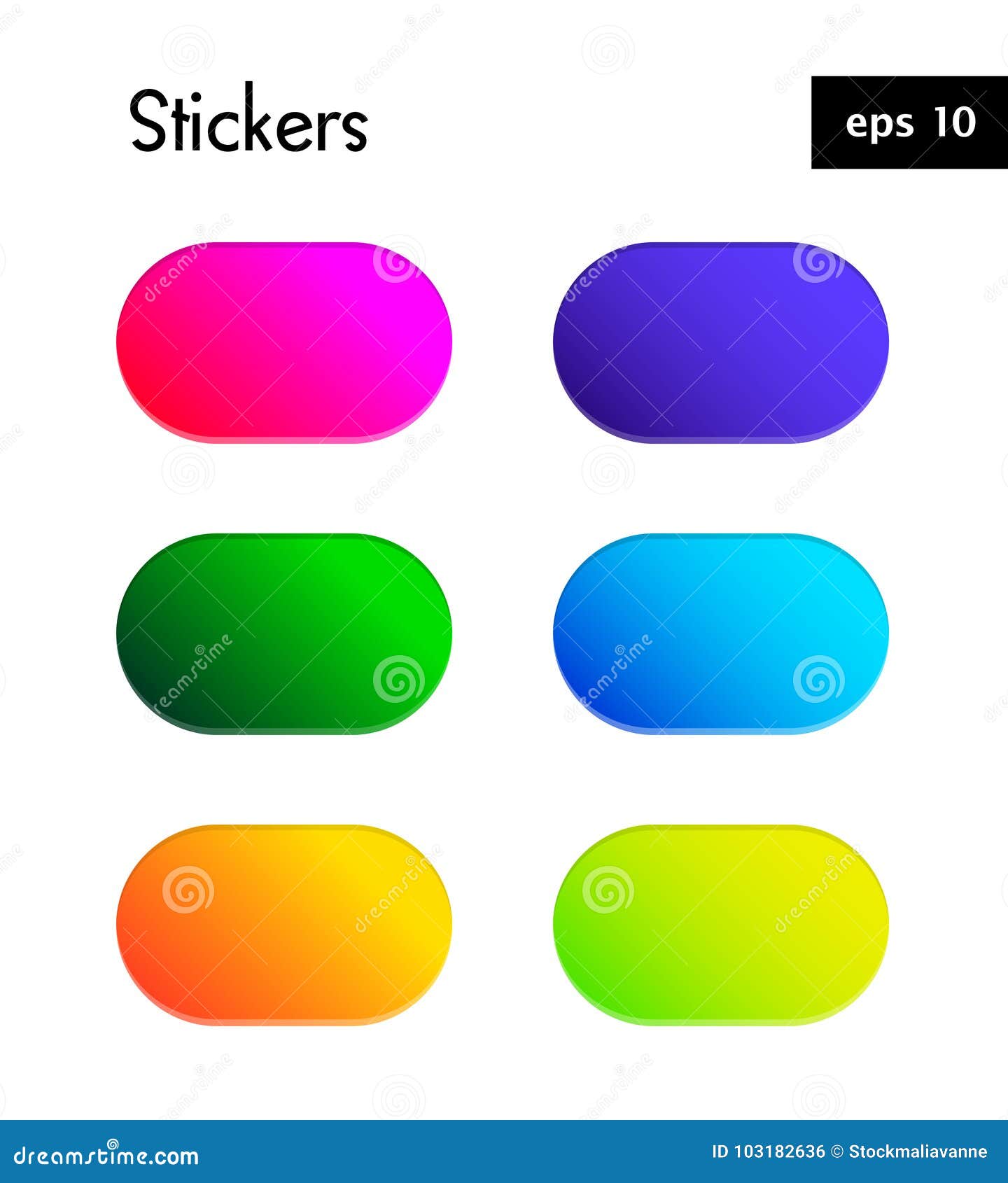 Bright Multicolored Stickers with Gradient Vector Illustration Stock ...