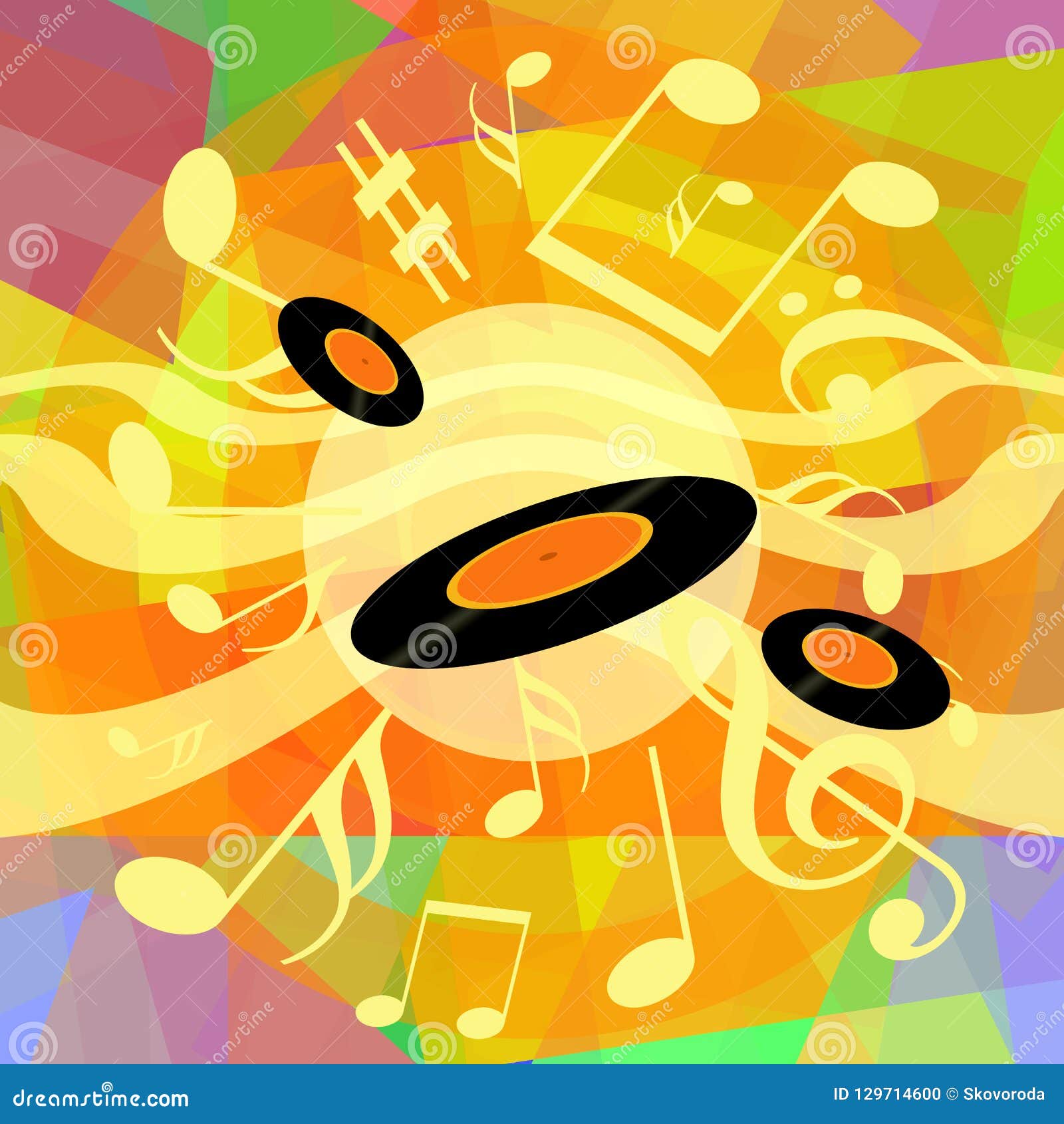 Bright music background stock illustration. Illustration of discothauml ...