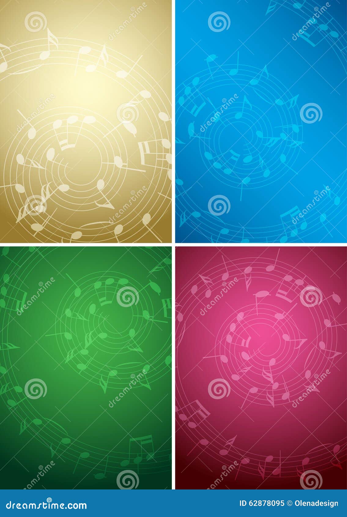 Bright Music Backgrounds With Notes - Vector Color Set Stock Vector ...